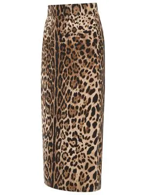 Dolce & Gabbana Leopard Print Midi Skirt - Black