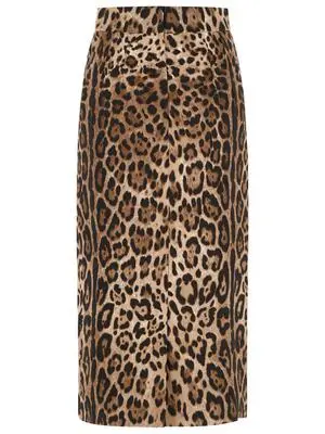 Dolce & Gabbana Leopard Print Midi Skirt - Black