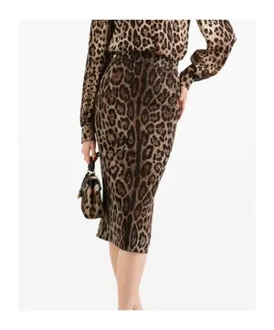Dolce & Gabbana Leopard Print Midi Skirt - Black