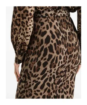 Dolce & Gabbana Leopard Print Midi Skirt - Black