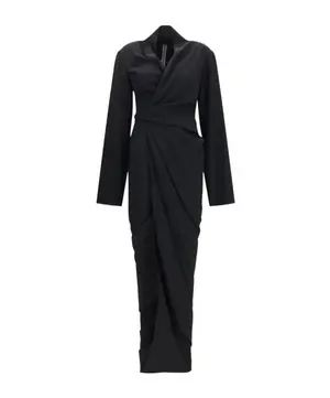 Rick Owens Wrap Draped Long Dress - Black