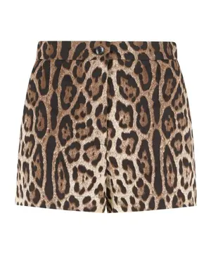 Dolce & Gabbana Leopard Print High-waisted Shorts - Nude