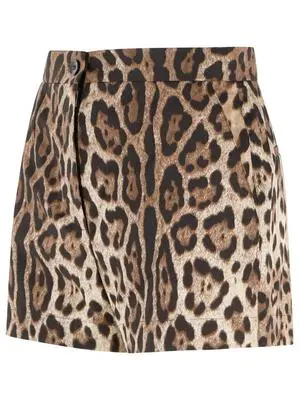 Dolce & Gabbana Leopard Print High-waisted Shorts - Nude