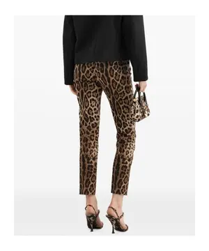 Dolce & Gabbana Leopard Print Wool Trousers - Black