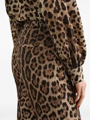 Dolce & Gabbana Leopard Print Wool Trousers - Black