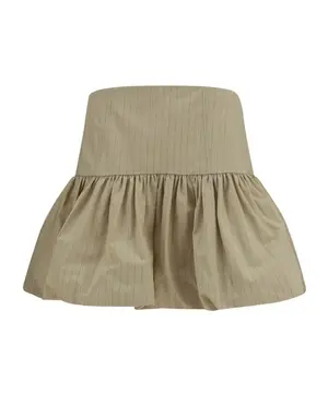 GANNI Pinstripe Ruffled Mini Skirt - No