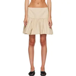 GANNI Striped Mini Skirt - Nude