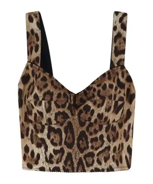 Dolce & Gabbana Leopard Print Bustier Top - Brown