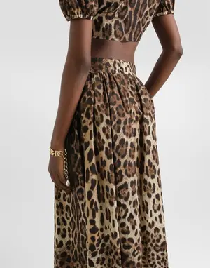 Dolce & Gabbana Leopard Print Pleated Midi Skirt