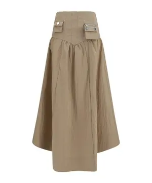 GANNI Corset-detail And Ruched Midi Skirt - No
