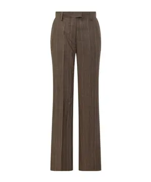 GANNI Pinstripe Tailored Straight-leg Trousers - Brown