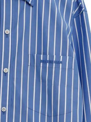 Balenciaga Striped Embroidered Long-sleeve Shirt