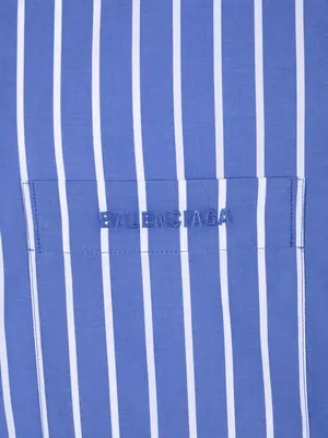 Balenciaga Striped Embroidered Long-sleeve Shirt