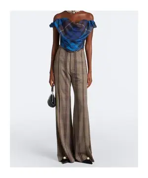 VIVIENNE WESTWOOD Plaid Wool Bustier Top - Blue