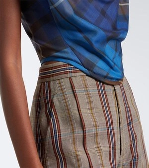 VIVIENNE WESTWOOD Plaid Wool Bustier Top - Blue
