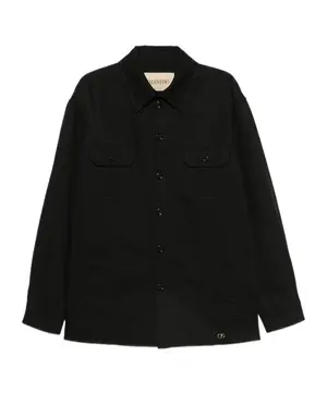 Valentino Garavani Button-up Gabardine Shirt Jacket - Black