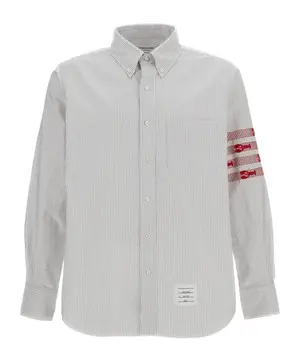 Thom Browne 4-bar Striped Shirt - Medium Gray