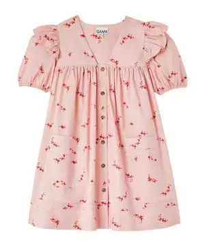 GANNI Mini Dress In Cotton - Pink