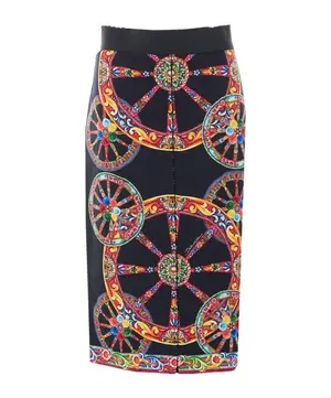 Dolce & Gabbana Dolce Gabbana Carretto-printed Charmeuse Long Skirt