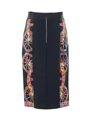 Dolce & Gabbana Dolce Gabbana Carretto-printed Charmeuse Long Skirt