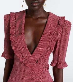 Alessandra Rich Ruffled Polka-dot Silk Midi Dress