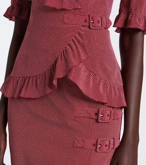 Alessandra Rich Ruffled Polka-dot Silk Midi Dress