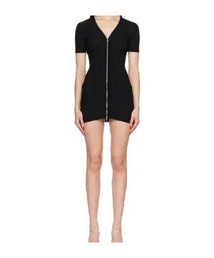 Alexander Wang Short Sleeve V-neck Zipper Dress