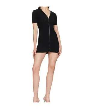 Alexander Wang Short Sleeve V-neck Zipper Dress