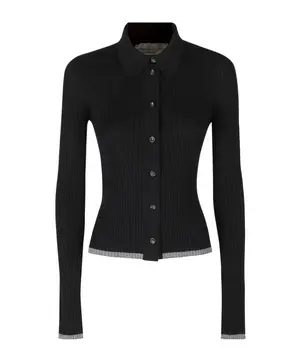 ROBERTO COLLINA Ribbed Cardigan - Gray-black