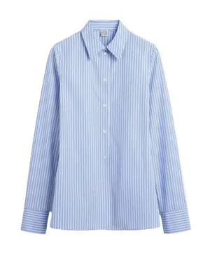 TOTEME Striped Poplin Shirt - Blue/white