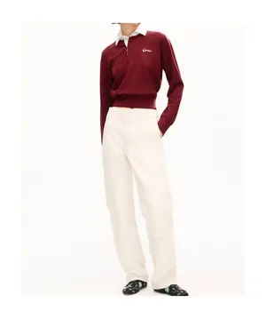 Kenzo Varsity' Embroidered Long Sleeve Polo In Heavy Cotton