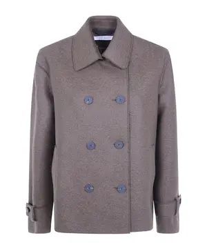 Harris Wharf London Double-breasted Coat - Teddy Brown