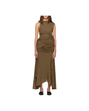 GANNI Asymmetrical Knot Detail Tank Top - Green