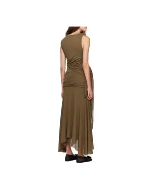 GANNI Asymmetrical Knot Detail Tank Top - Green