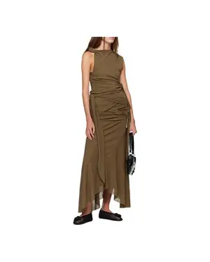 GANNI Asymmetrical Knot Detail Tank Top - Green
