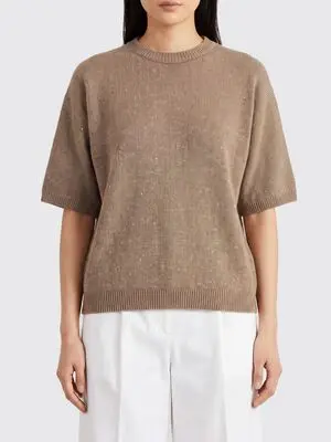 Brunello Cucinelli Sequin Embellished Diamante Sweater - Khaki