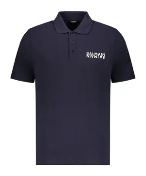 Balmain Logo Short-sleeve Polo Shirt - Black