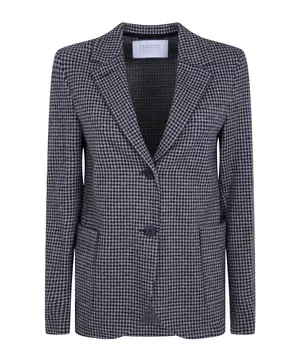 Harris Wharf London Buttoned Blazer - Beige Houndstooth