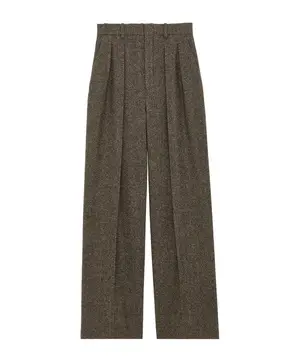 Saint Laurent Herringbone Wool Wide-leg Pants