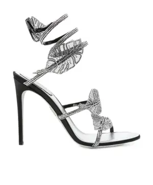 Rene Caovilla Leaf Crystal-embellished Heeled Sandals - Black