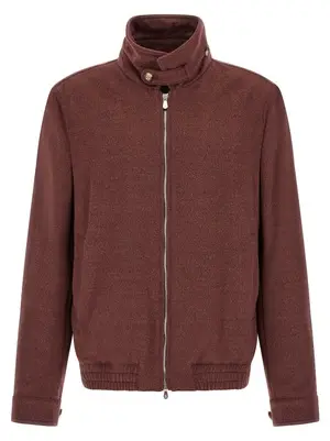 Brunello Cucinelli Long Sleeve Casual Jacket With Zip Closure - Red