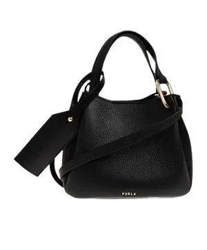 Furla Mini Nuvola Grained Leather Tote Bag - Black