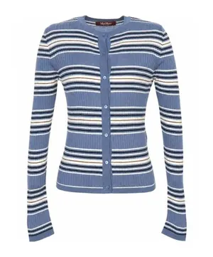 Max Mara Max Mara Long-Sleeve Striped Knit Top Blue