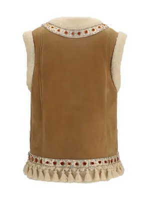 Valentino Garavani Sleeveless Vest With Embellishments And Fringe