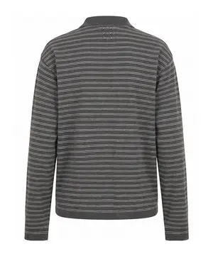 NILI LOTAN Striped Long Sleeve Polo Shirt