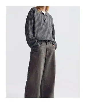 NILI LOTAN Striped Long Sleeve Polo Shirt
