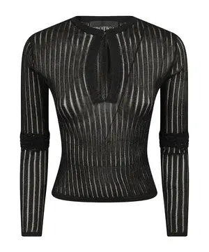 DONDUP Long Sleeve Crew Neck Knit Top - Black