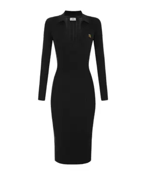Elisabetta Franchi Knit Dress With Openwork Embroideries - Black