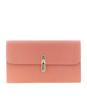 Furla Xl Continental Logo-plaque Leather Clutch Bag - Pink