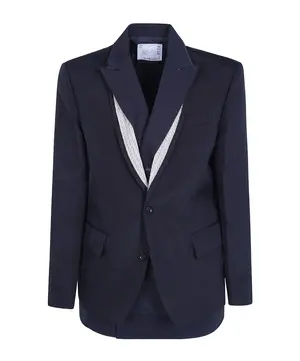 Sacai Long-sleeve Paneled Blazer - Black